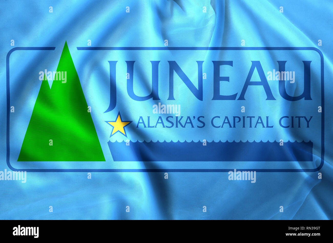 Juneau Alaska modern and realistic closeup flag illustration. Perfect ...