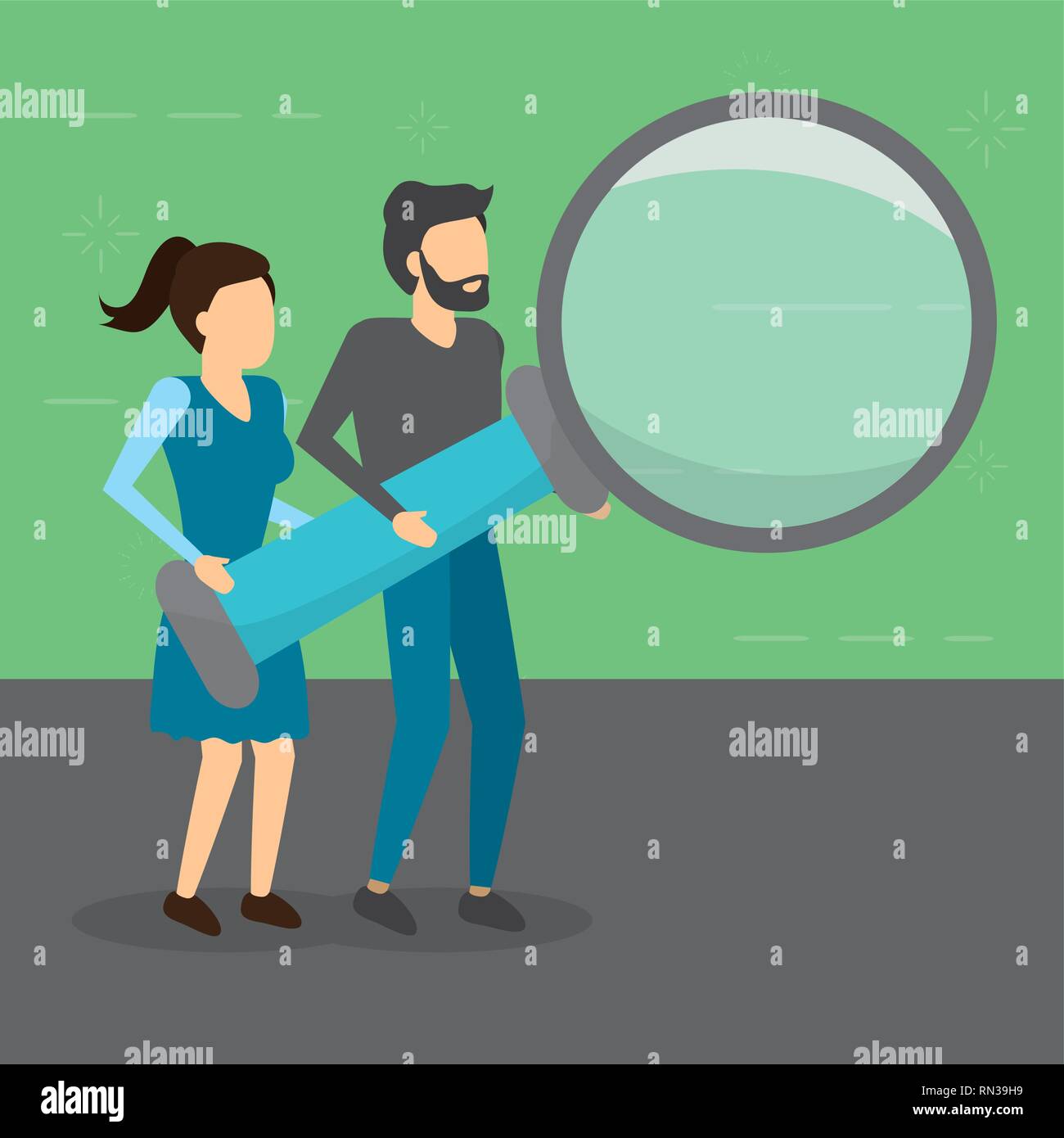 Man hand holding magnifying Stock Vector Images - Alamy