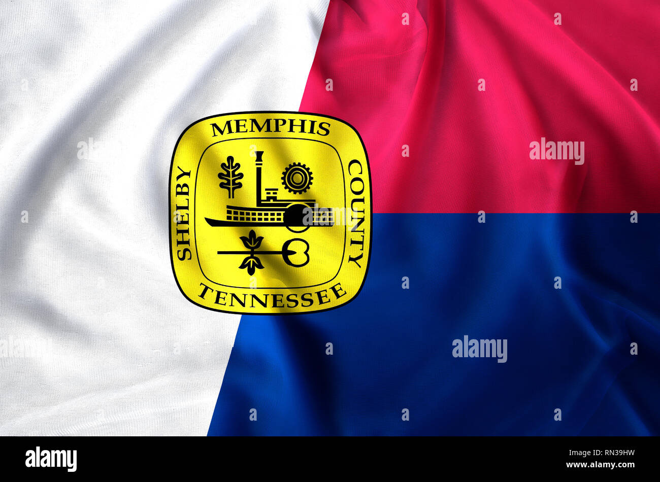 Memphis Tennessee modern and realistic closeup flag illustration ...