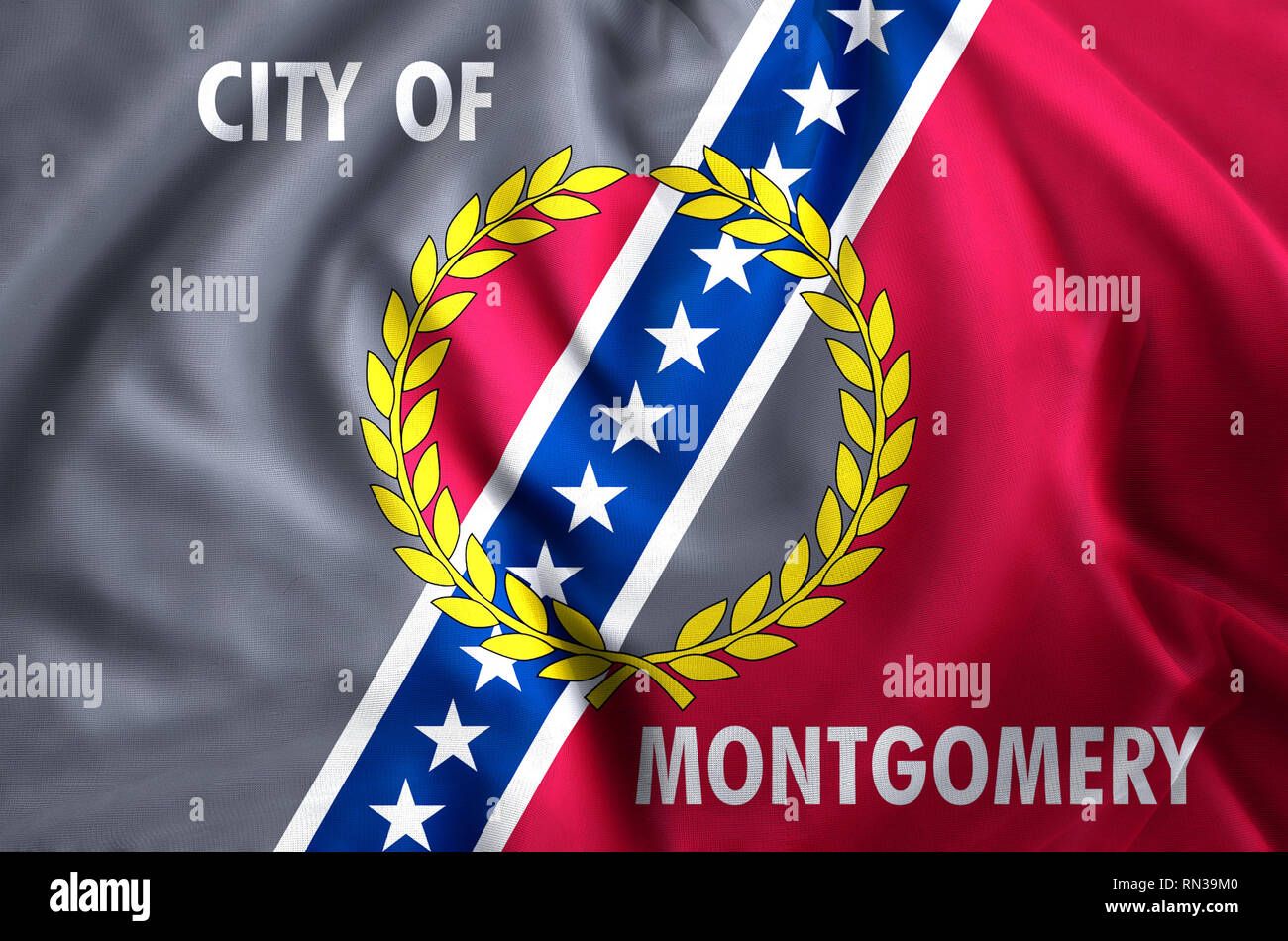 Montgomery Alabama modern and realistic closeup flag illustration ...