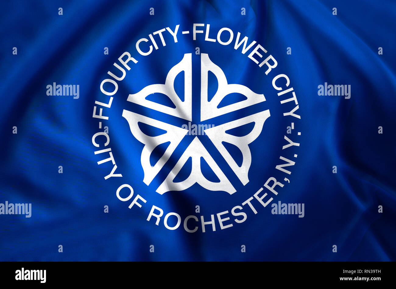 Rochester New York modern and realistic closeup flag illustration ...