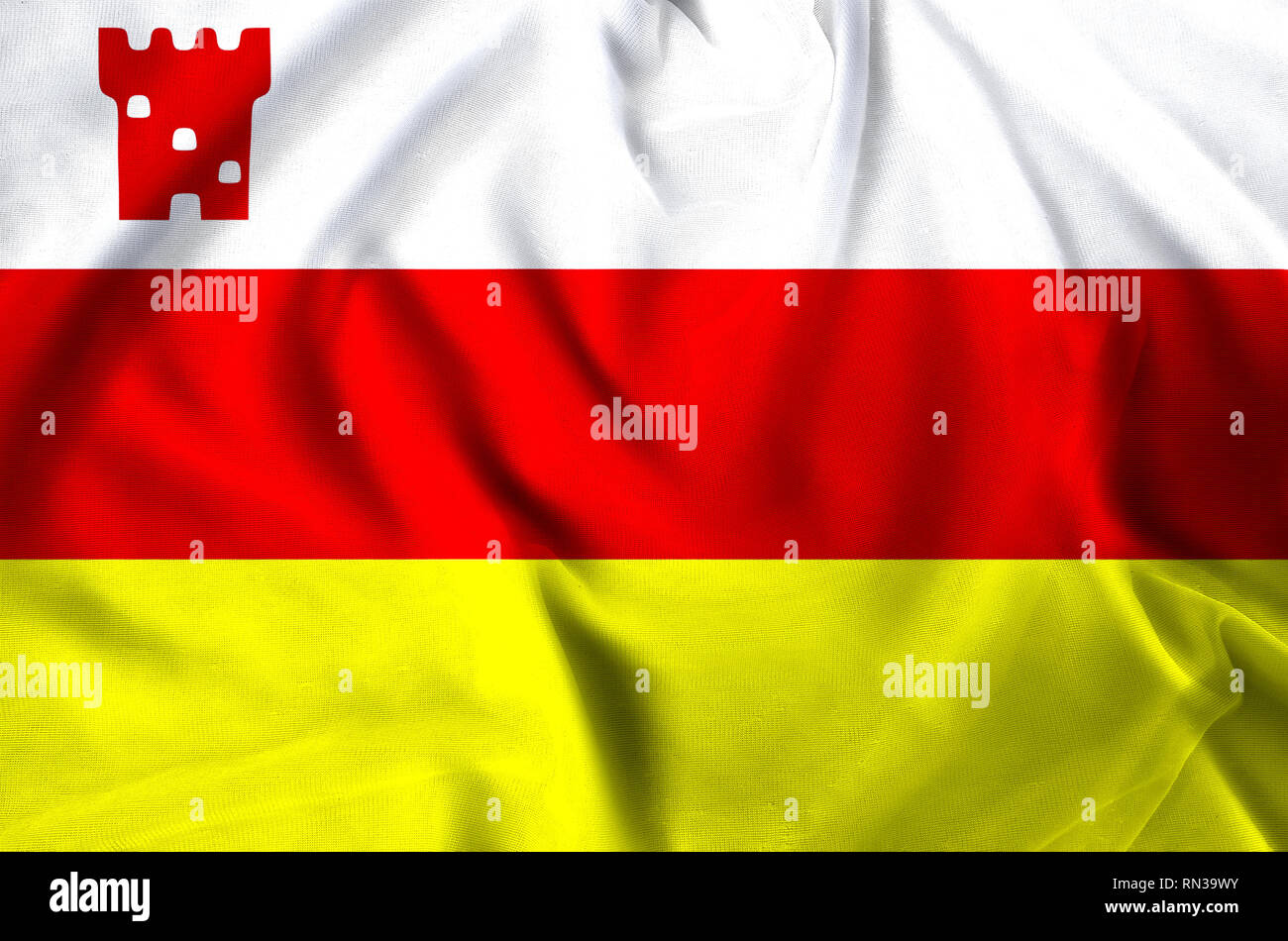 Santa Barbara California modern and realistic closeup flag illustration ...