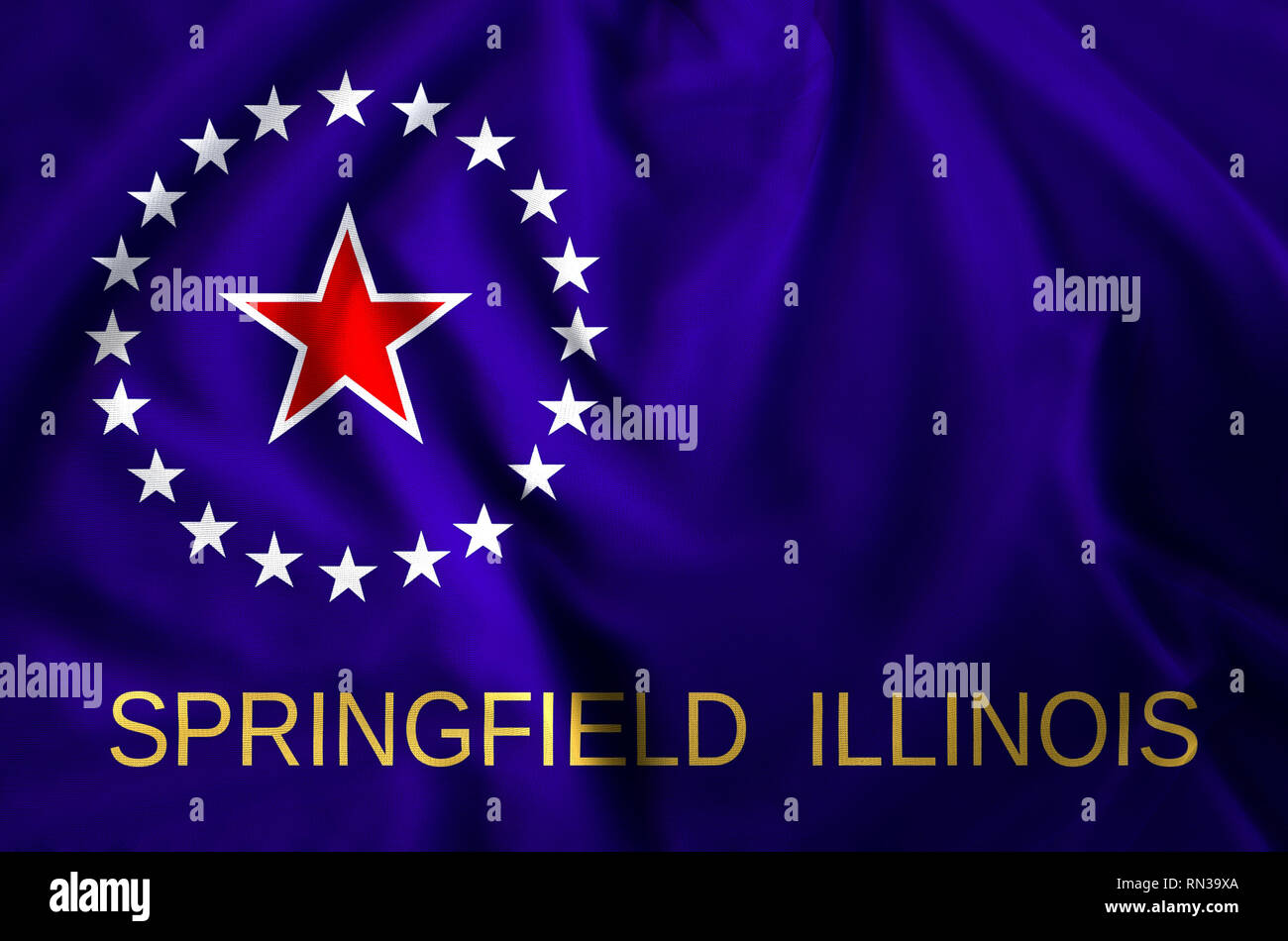 Springfield Illinois modern and realistic closeup flag illustration ...