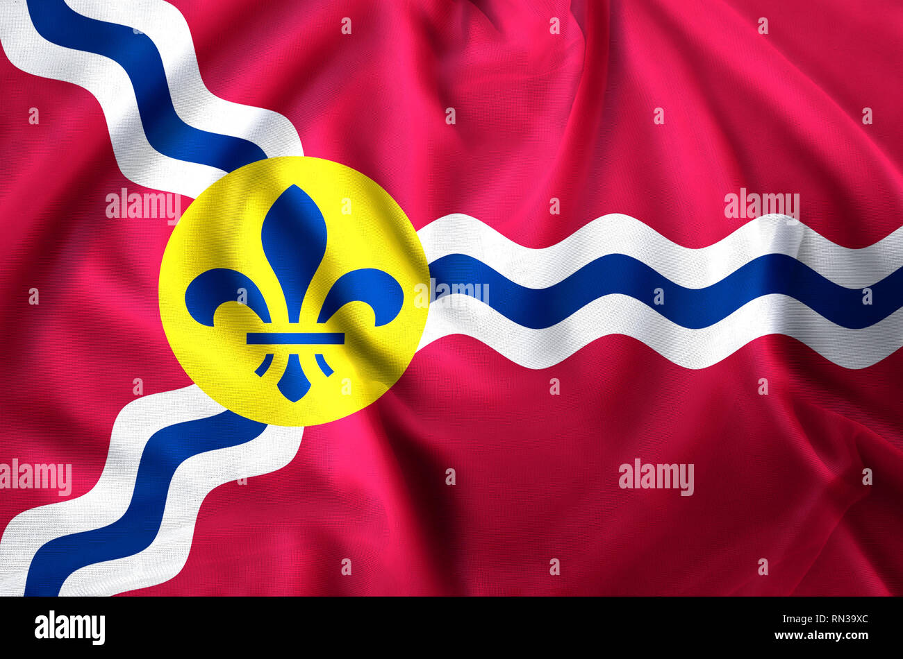 St. Louis Missouri modern and realistic closeup flag illustration ...