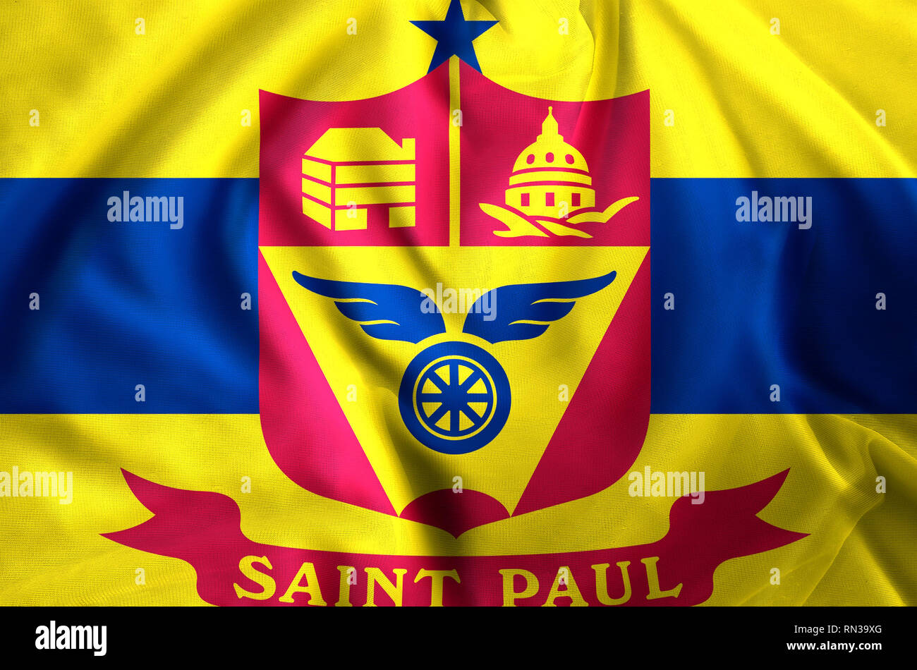 St. Paul Minnesota modern and realistic closeup flag illustration ...