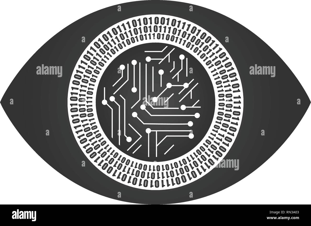abstract futuristic digital technology eye with binary circles and ... abstract futuristic digital technology eye with binary circles and ...