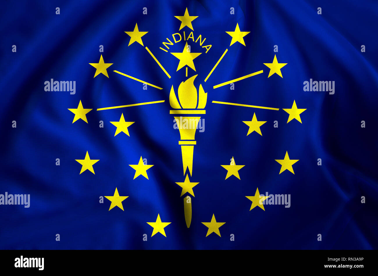 Indiana modern and realistic closeup flag illustration. Perfect for ...
