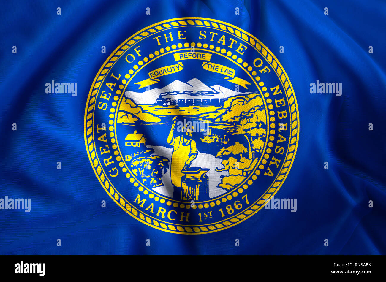 Nebraska modern and realistic closeup flag illustration. Perfect for ...