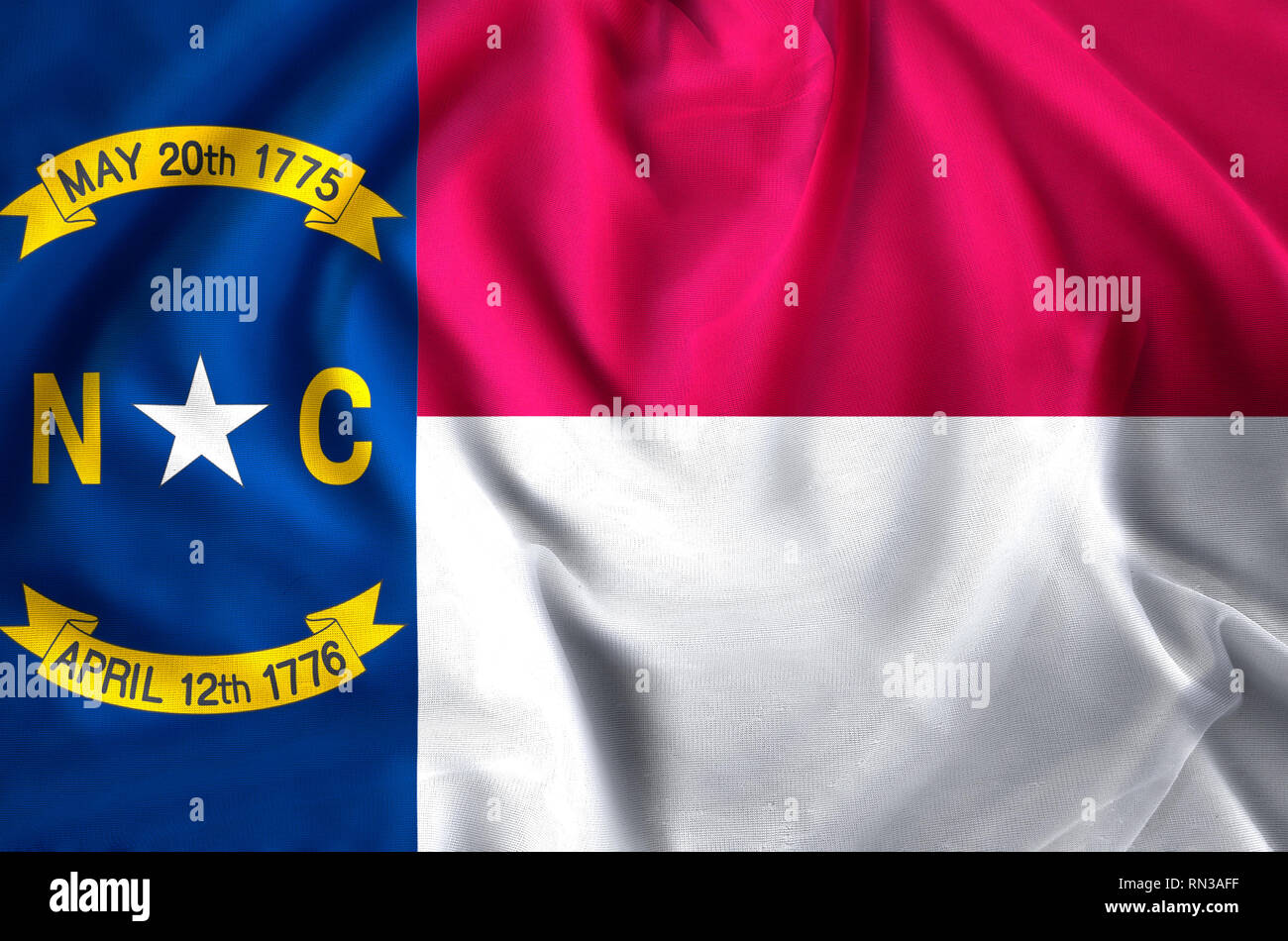 North Carolina modern and realistic closeup flag illustration. Perfect ...