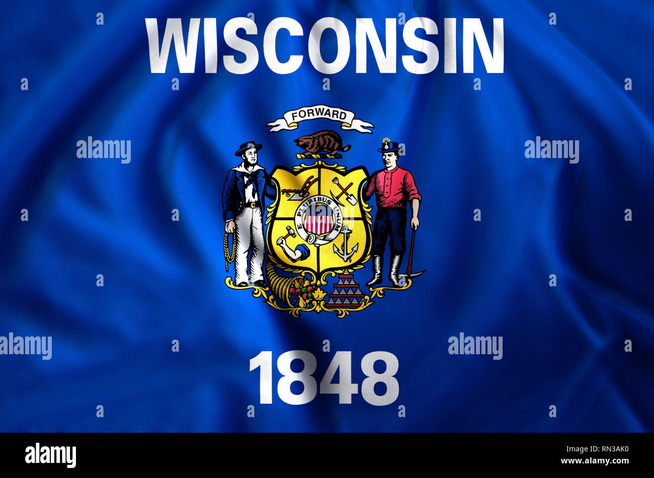 Wisconsin modern and realistic closeup flag illustration. Perfect for ...