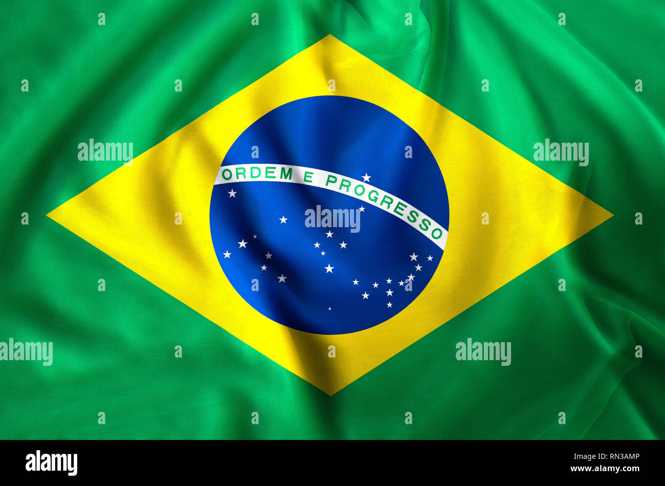 Brazil modern and realistic closeup flag illustration. Perfect for ...