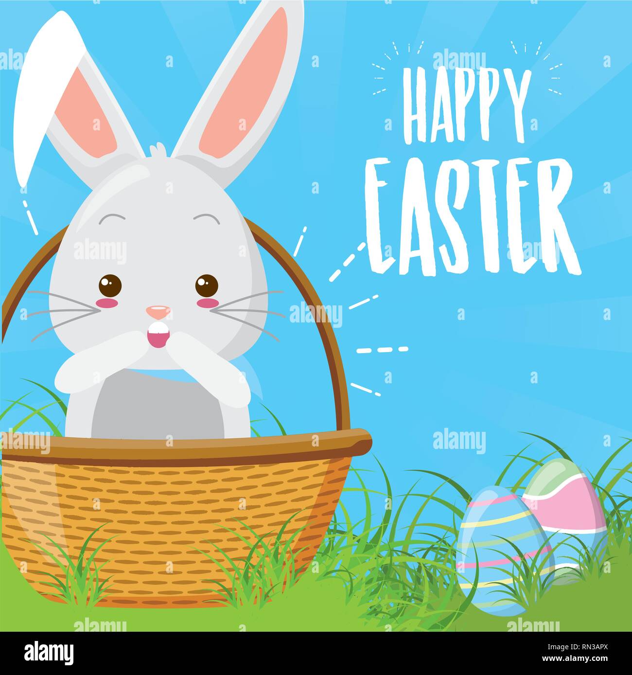 cute rabbit with easter egg Stock Vector Image & Art - Alamy