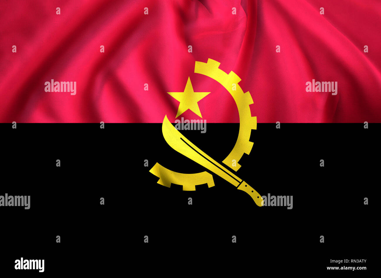 Angola modern and realistic closeup flag illustration. Perfect for ...