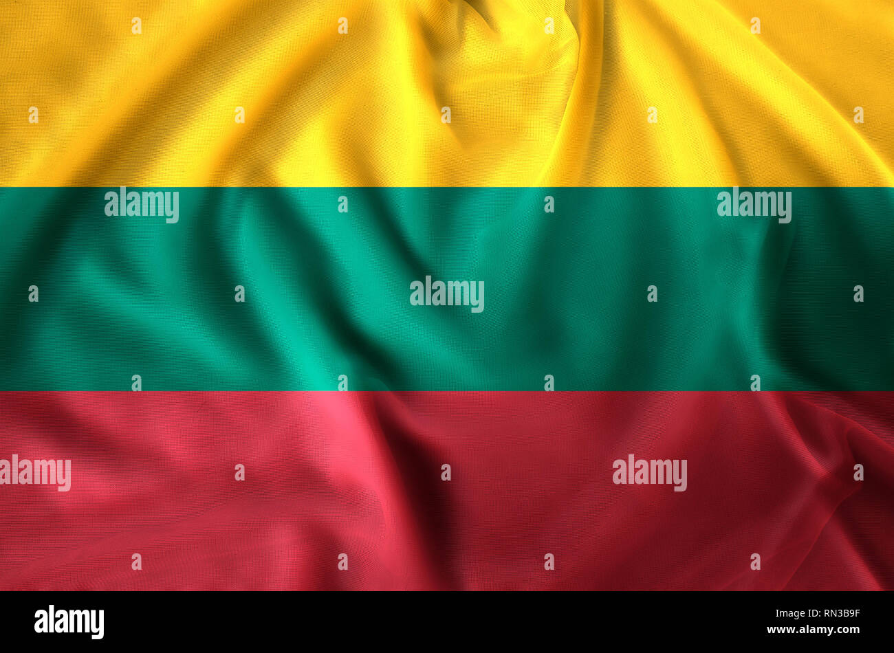 Lithuania modern and realistic closeup flag illustration. Perfect for ...