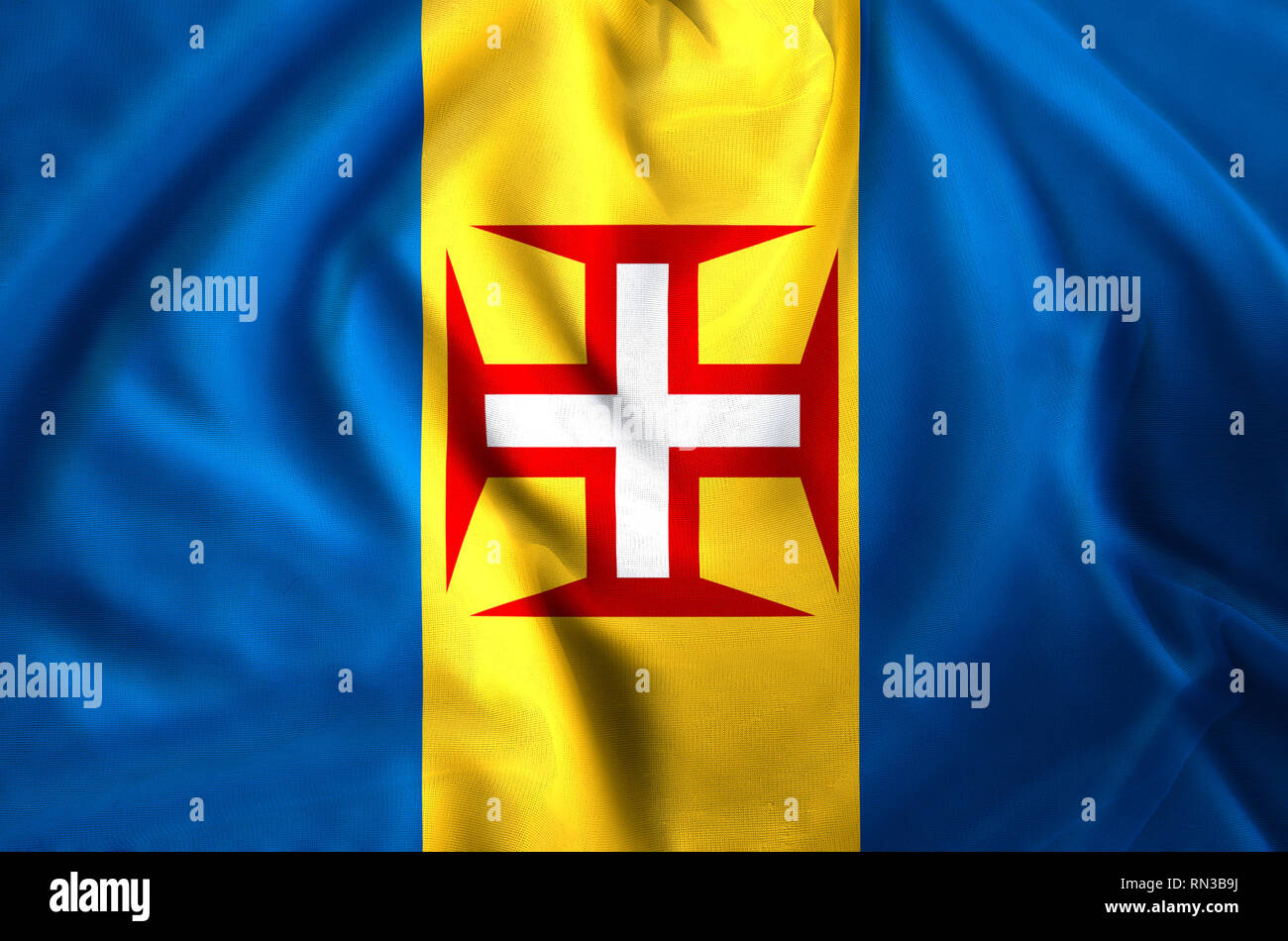 Madeira modern and realistic closeup flag illustration. Perfect for ...