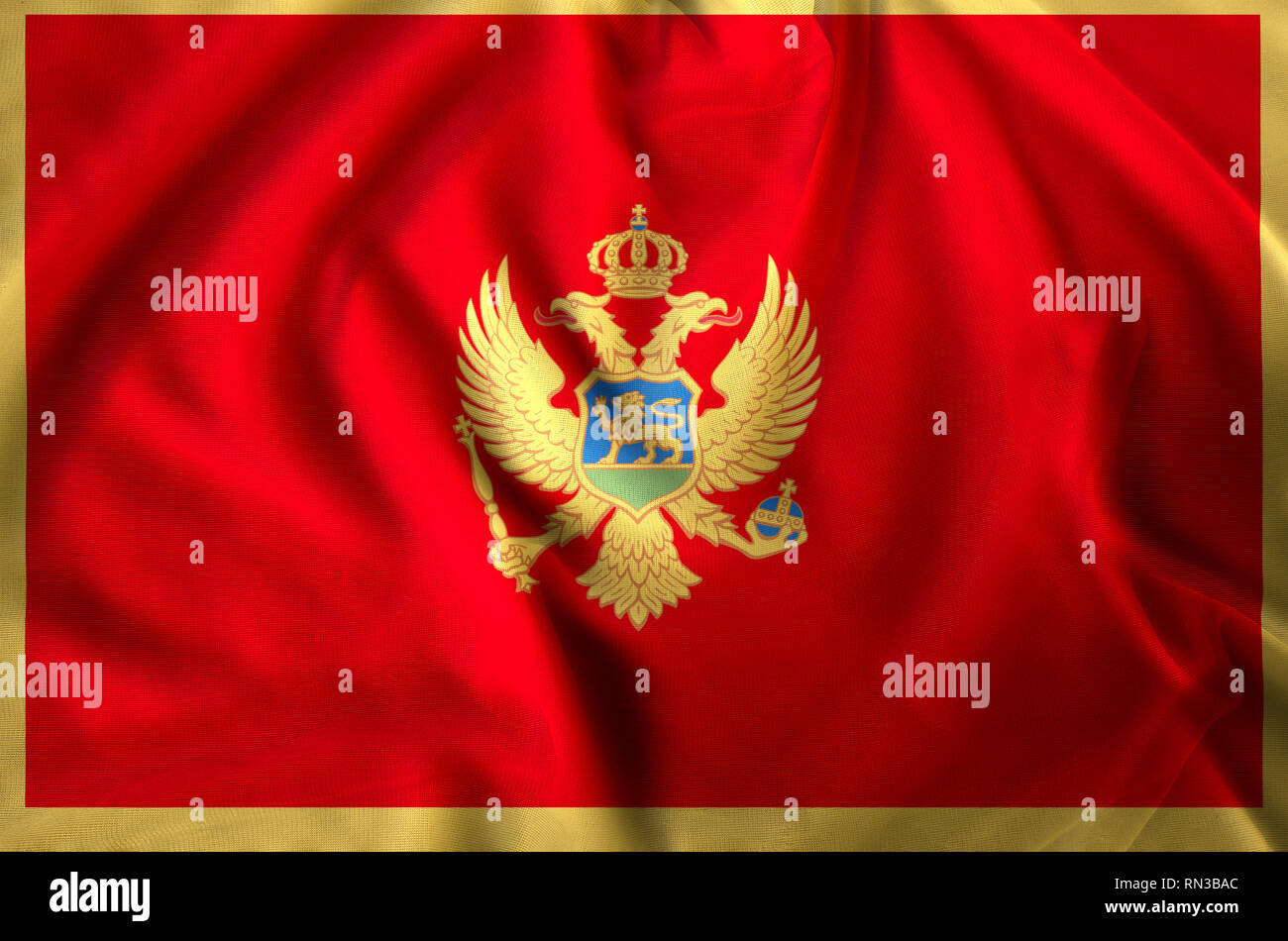 Montenegro modern and realistic closeup flag illustration. Perfect for ...