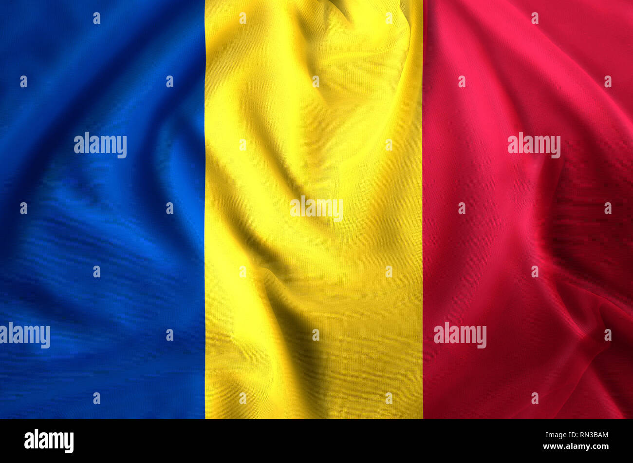 Romania modern and realistic closeup flag illustration. Perfect for ...