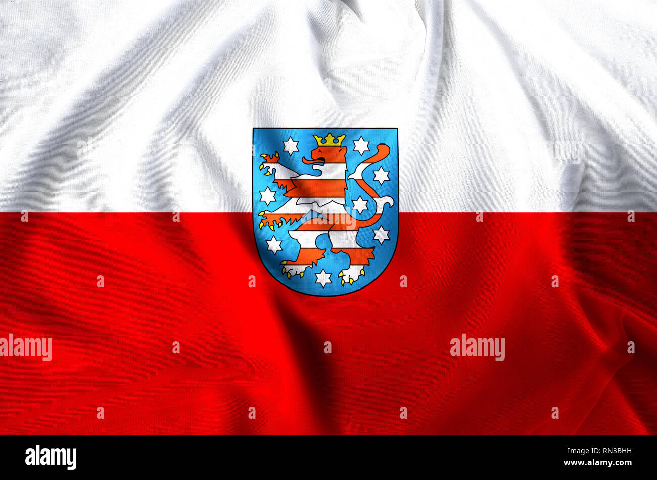 Thuringia modern and realistic closeup flag illustration. Perfect for ...