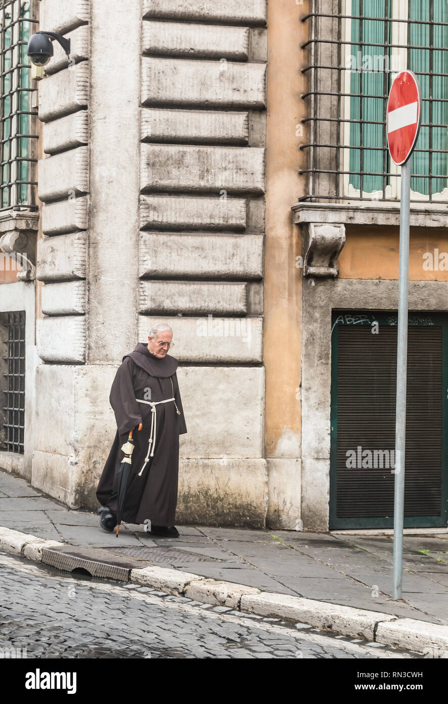 Monk on the street of Rome. Italy Stock Photo - Alamy