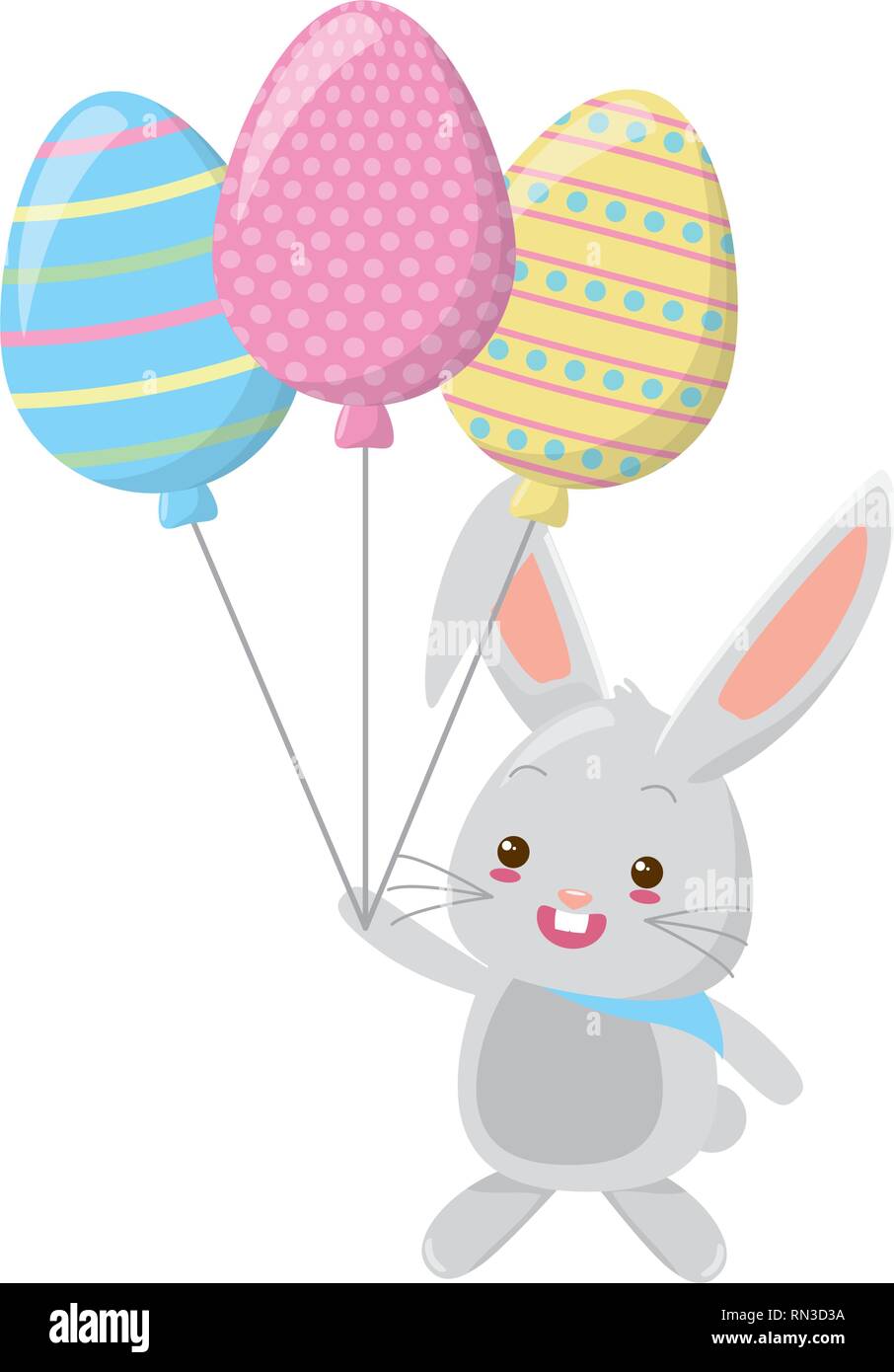 cute rabbit with balloons shaped eggs Stock Vector Image & Art - Alamy