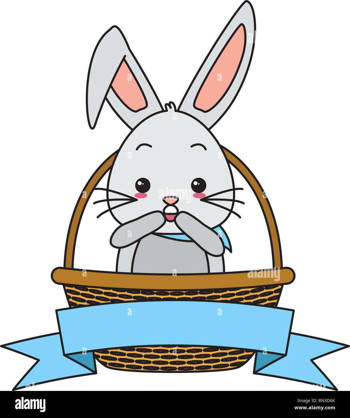 cute surprise rabbit in the basket Stock Vector Image & Art - Alamy