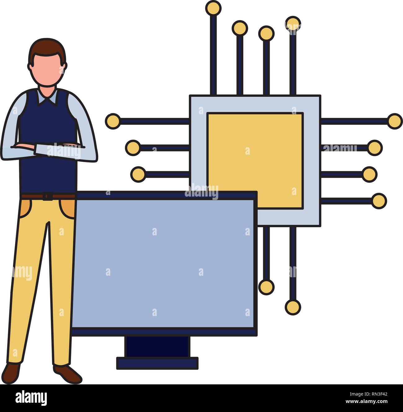 businessman computer motherboard Stock Vector Image & Art - Alamy