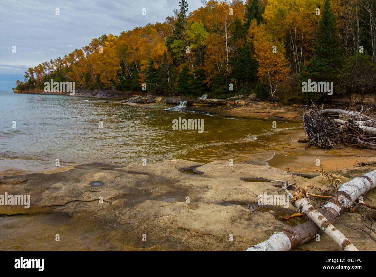 Elliot Falls, Pictured Rocks National Lakeshore, Michigan Stock Photo ...