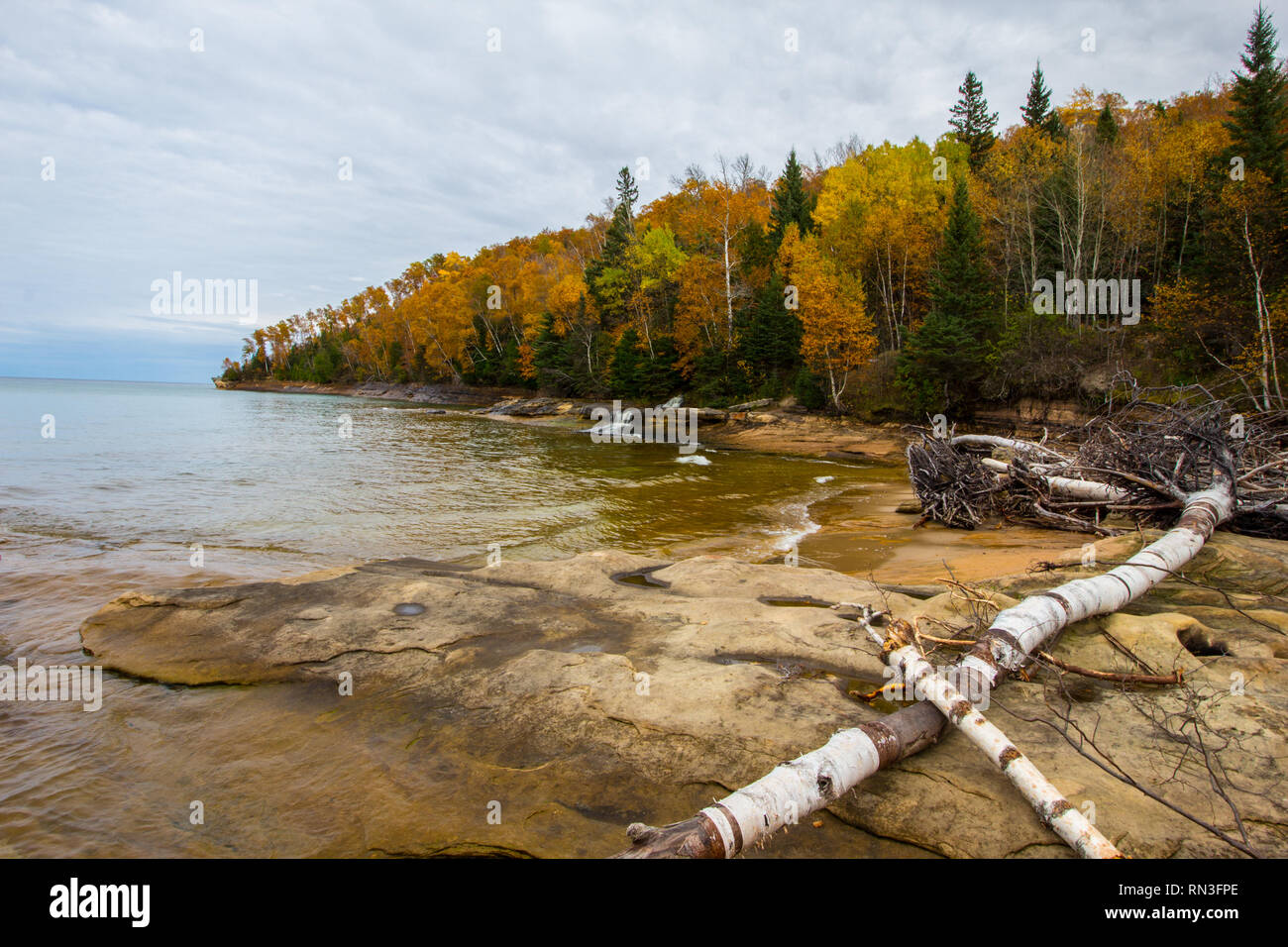 Elliot Falls, Pictured Rocks National Lakeshore, Michigan Stock Photo ...
