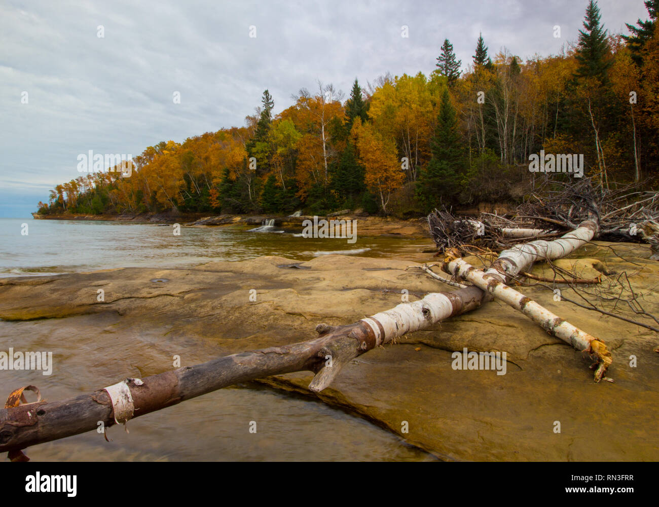 Elliot Falls, Pictured Rocks National Lakeshore, Michigan Stock Photo ...