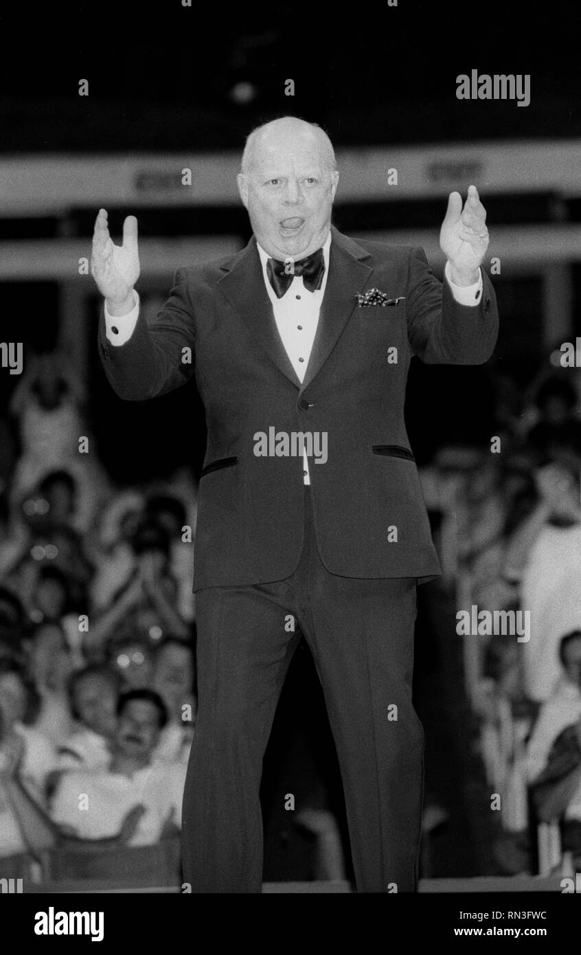 Comedian Don Rickles is shown performing on stage during a "live ...
