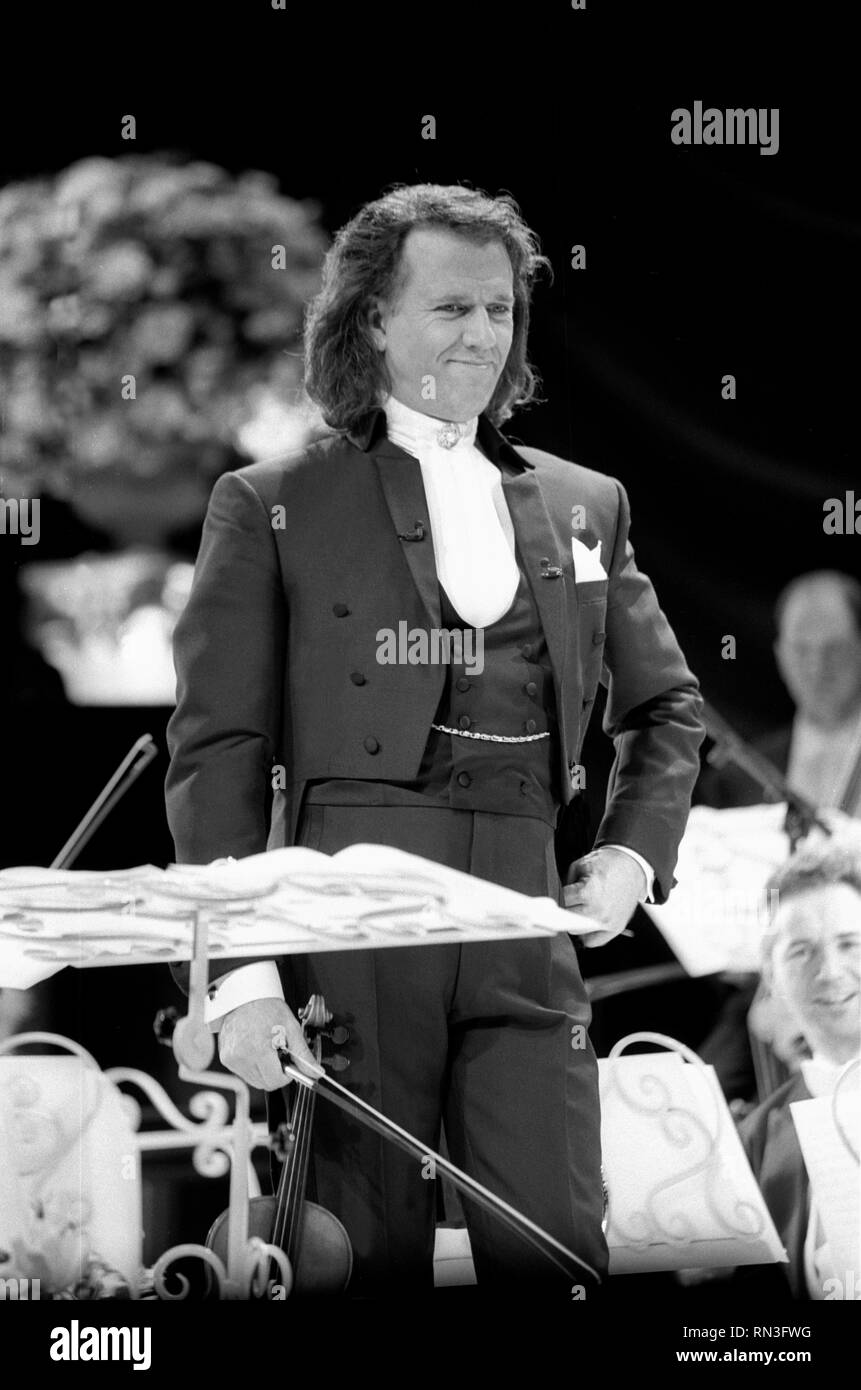 Dutch violinist, conductor, and composer AndrŽ Rieu is shown performing ...