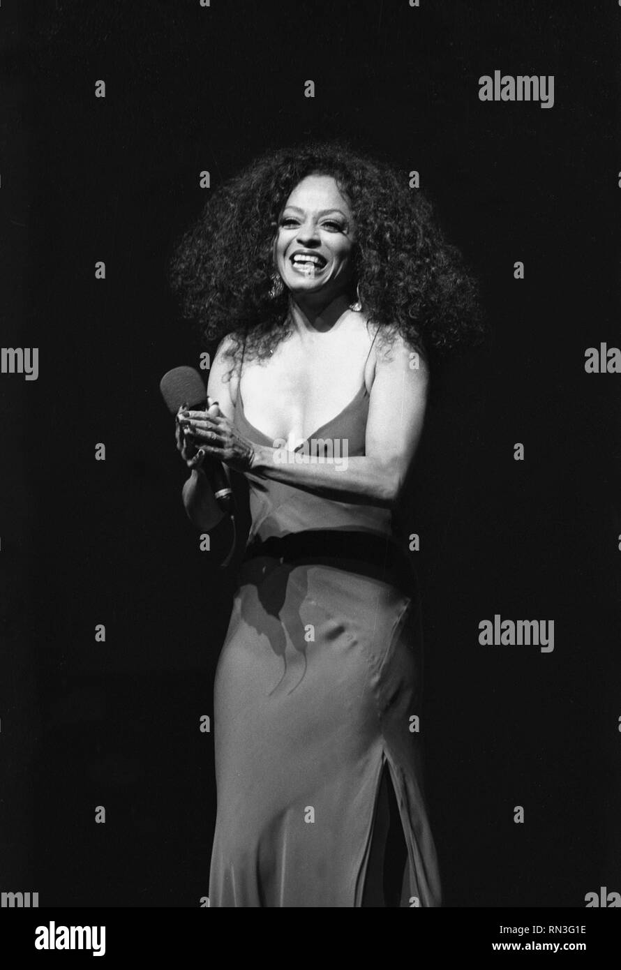 Singer and actress Diana Ross is shown performing on stage during a ...