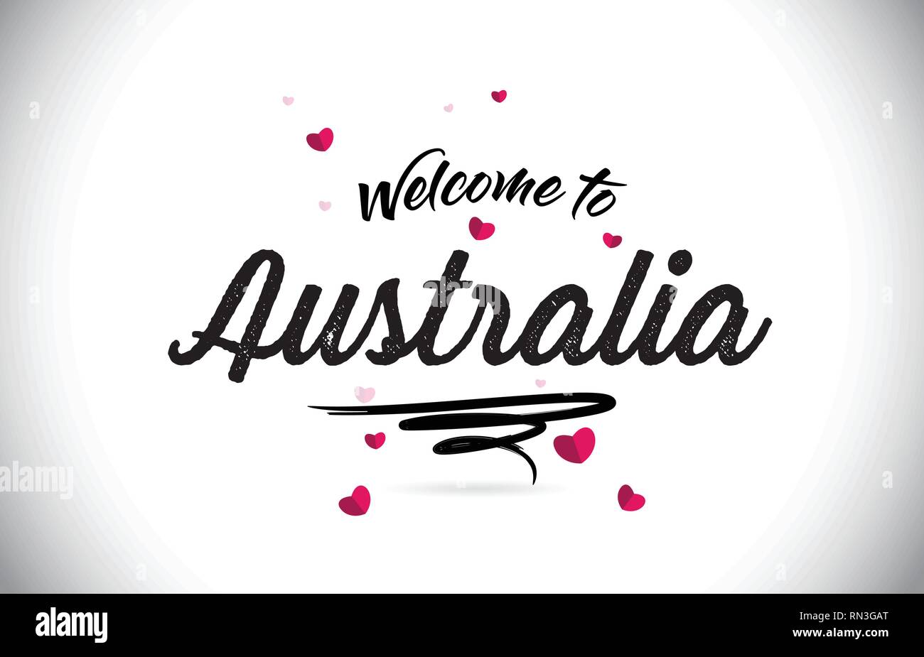 Australia Welcome To Word Text with Handwritten Font and Pink Heart ...