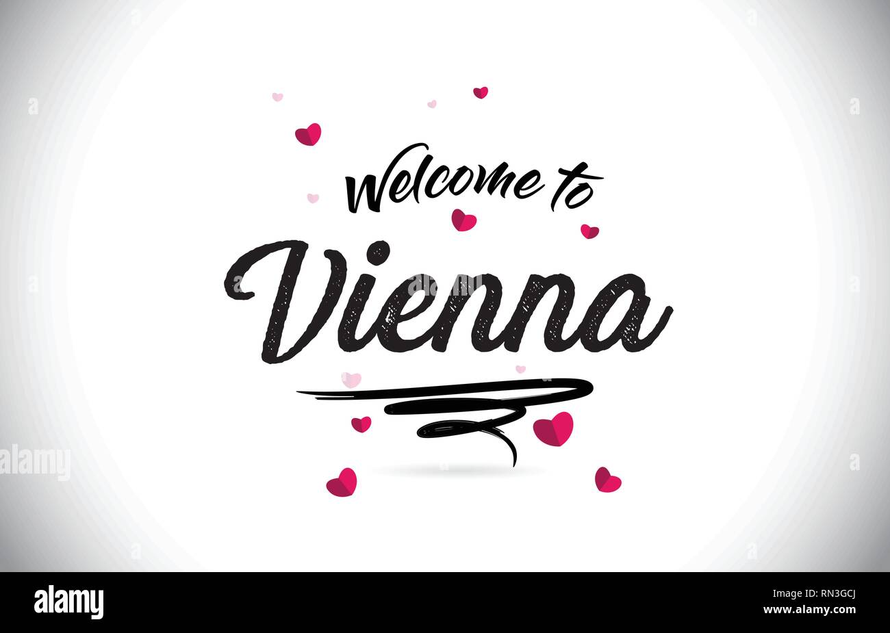 Vienna Welcome To Word Text with Handwritten Font and Pink Heart Shape ...