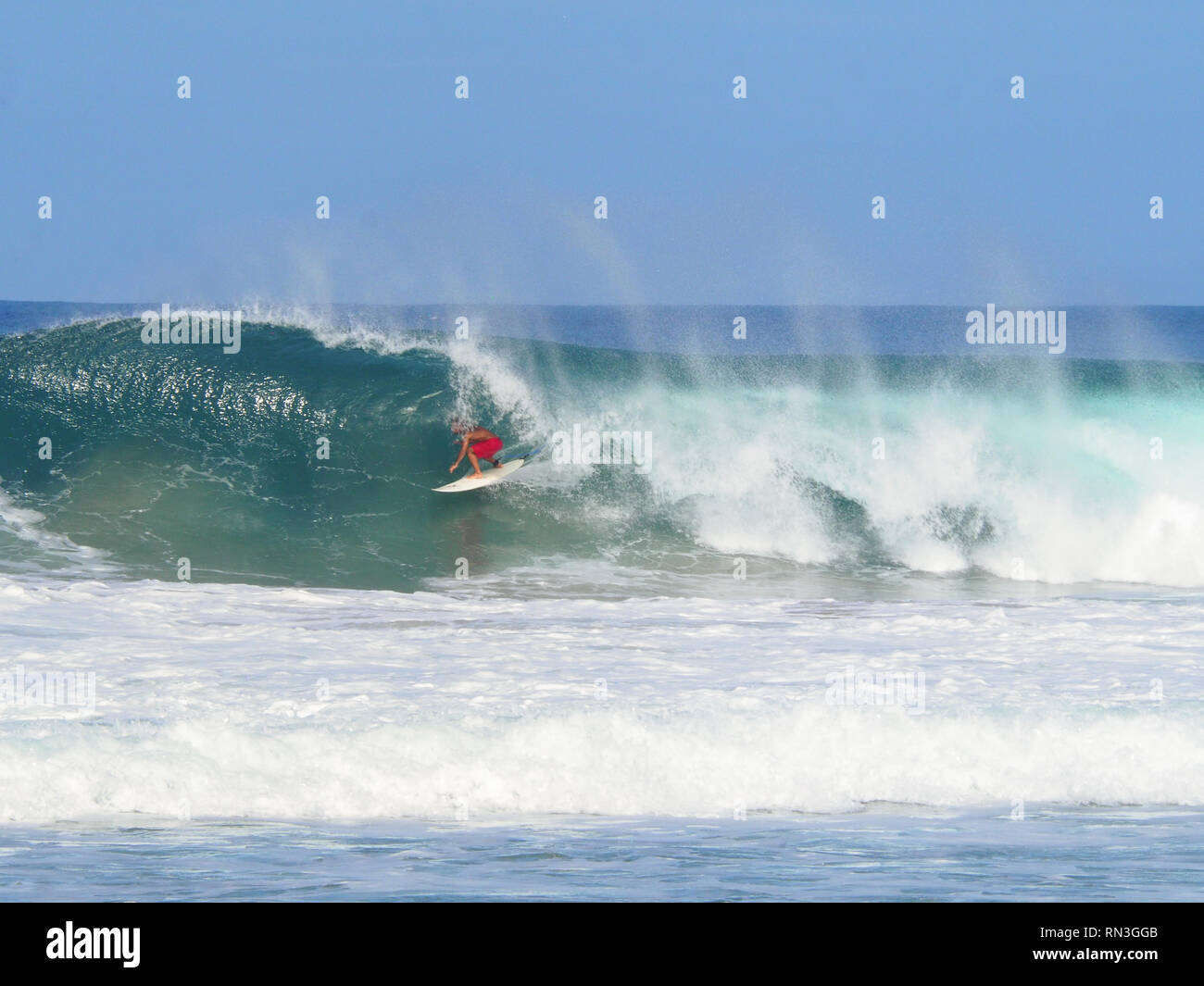 Surfer in the Pipeline of Playa Zicatela in Puerto Escondido, Mexico ...