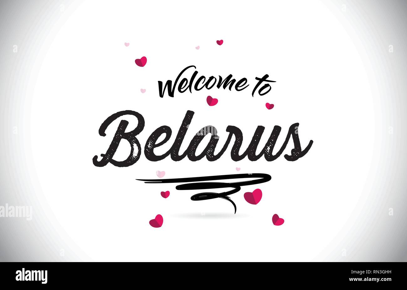 Belarus Welcome To Word Text with Handwritten Font and Pink Heart Shape ...