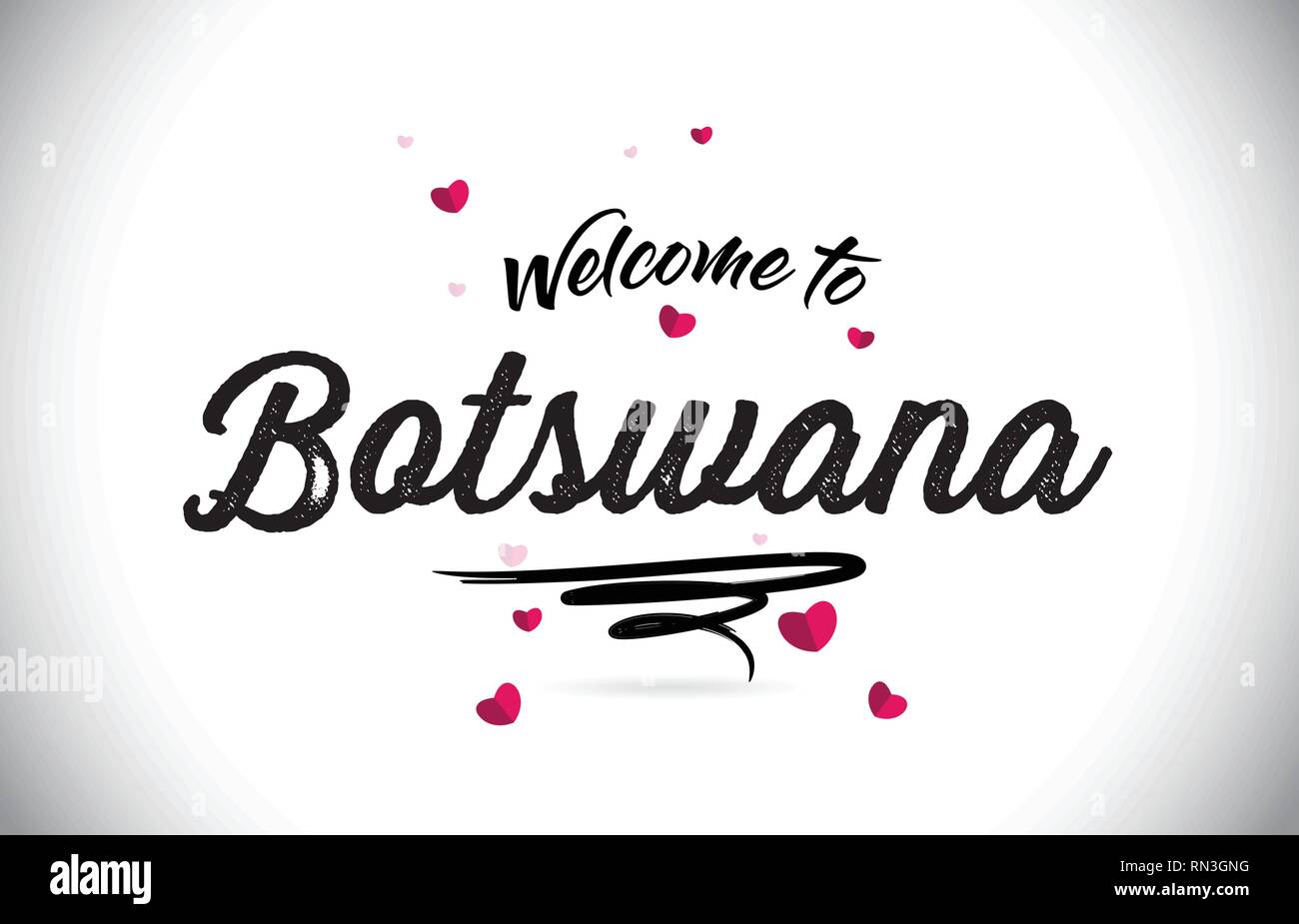 Botswana Welcome To Word Text with Handwritten Font and Pink Heart ...