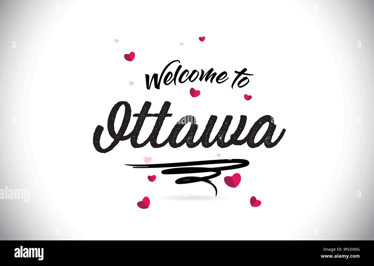 Ottawa Welcome To Word Text with Handwritten Font and Pink Heart Shape ...