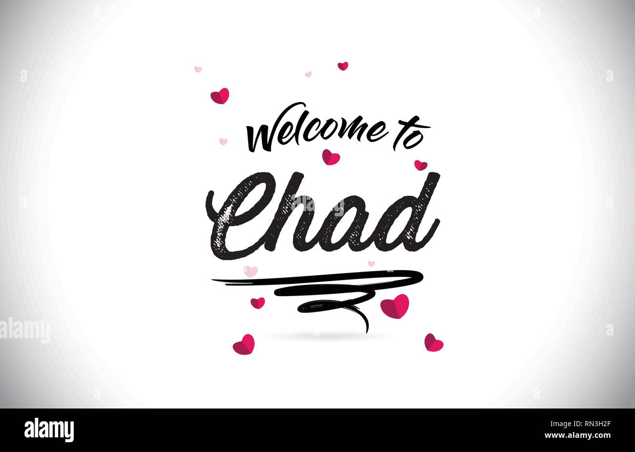 Chad Welcome To Word Text with Handwritten Font and Pink Heart Shape ...