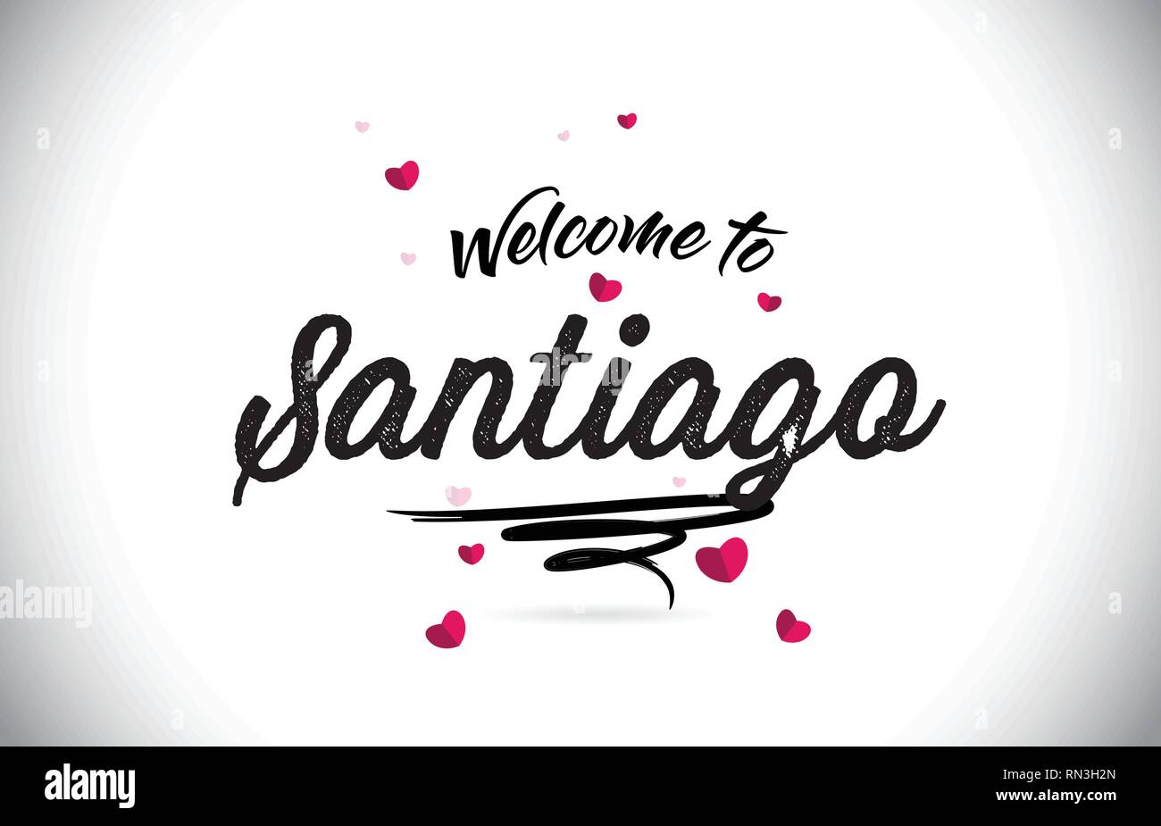 Santiago Welcome To Word Text with Handwritten Font and Pink Heart ...