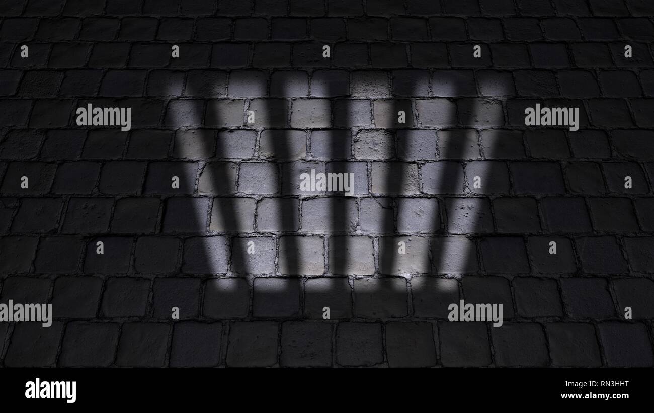 Prison cell, inside a prison cell. Shadows projected on the ground ...