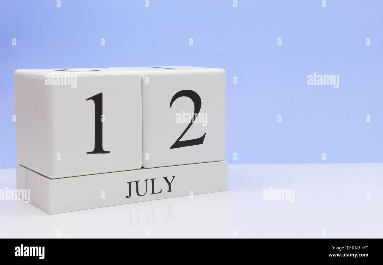 July 12st. Day 12 of month, daily calendar on white table with ...
