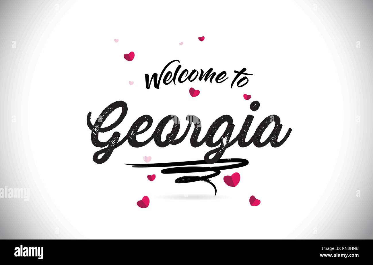 Georgia Welcome To Word Text with Handwritten Font and Pink Heart Shape ...