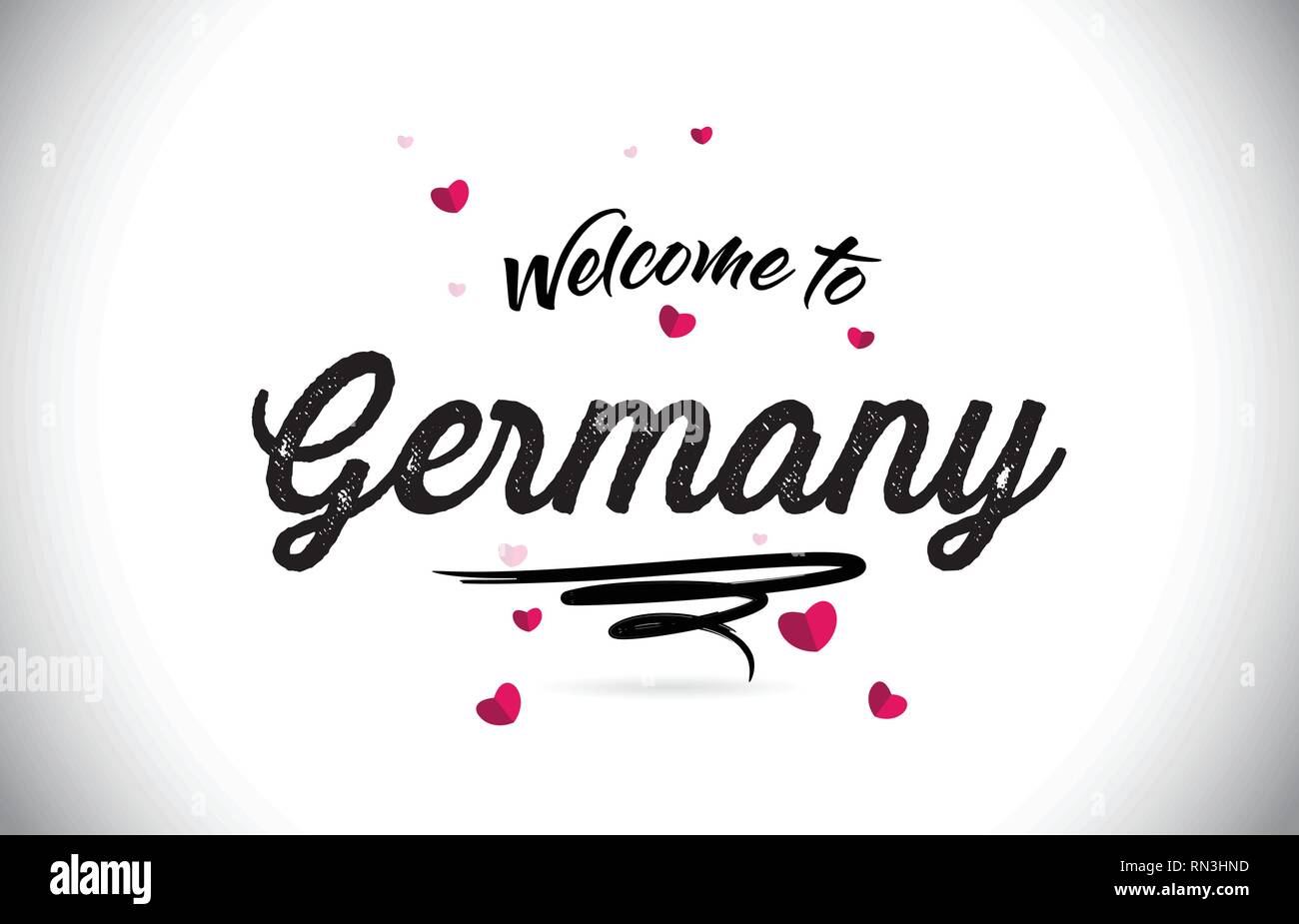Germany Welcome To Word Text with Handwritten Font and Pink Heart Shape ...