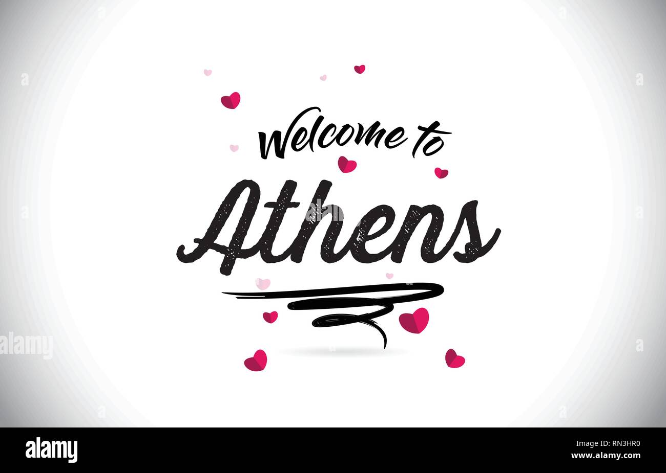 Athens Welcome To Word Text with Handwritten Font and Pink Heart Shape ...