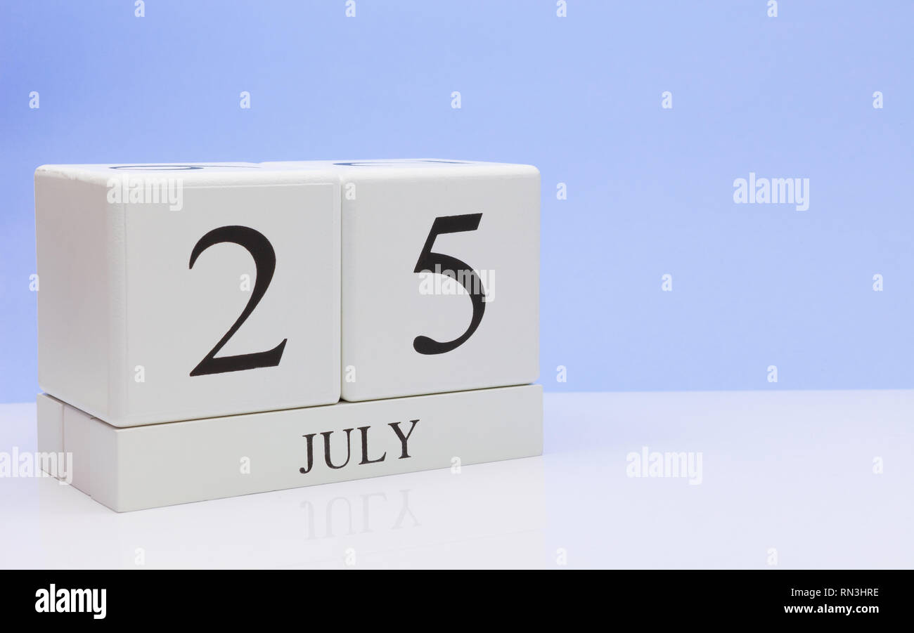 July 25st. Day 25 of month, daily calendar on white table with ...