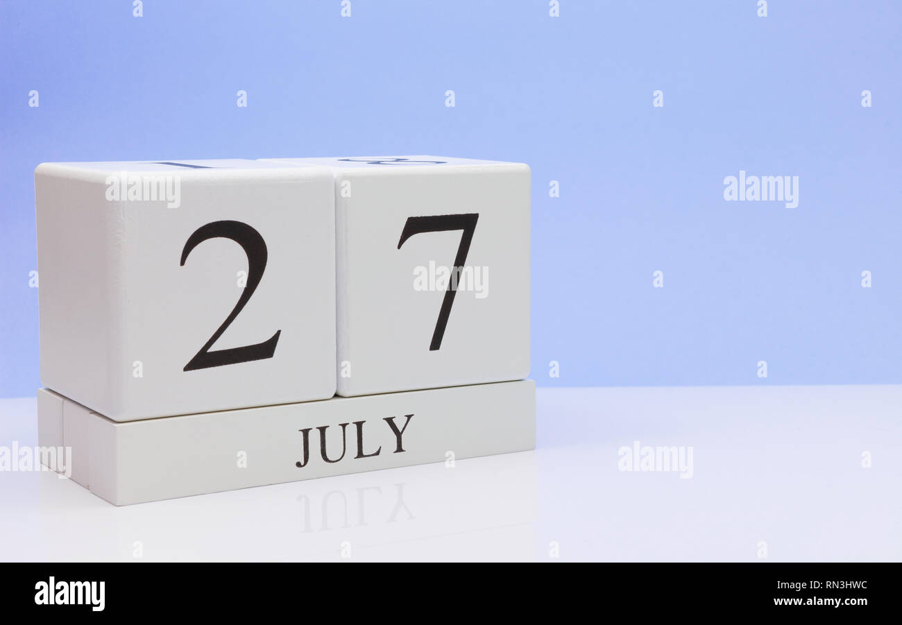 July 27st. Day 27 of month, daily calendar on white table with ...
