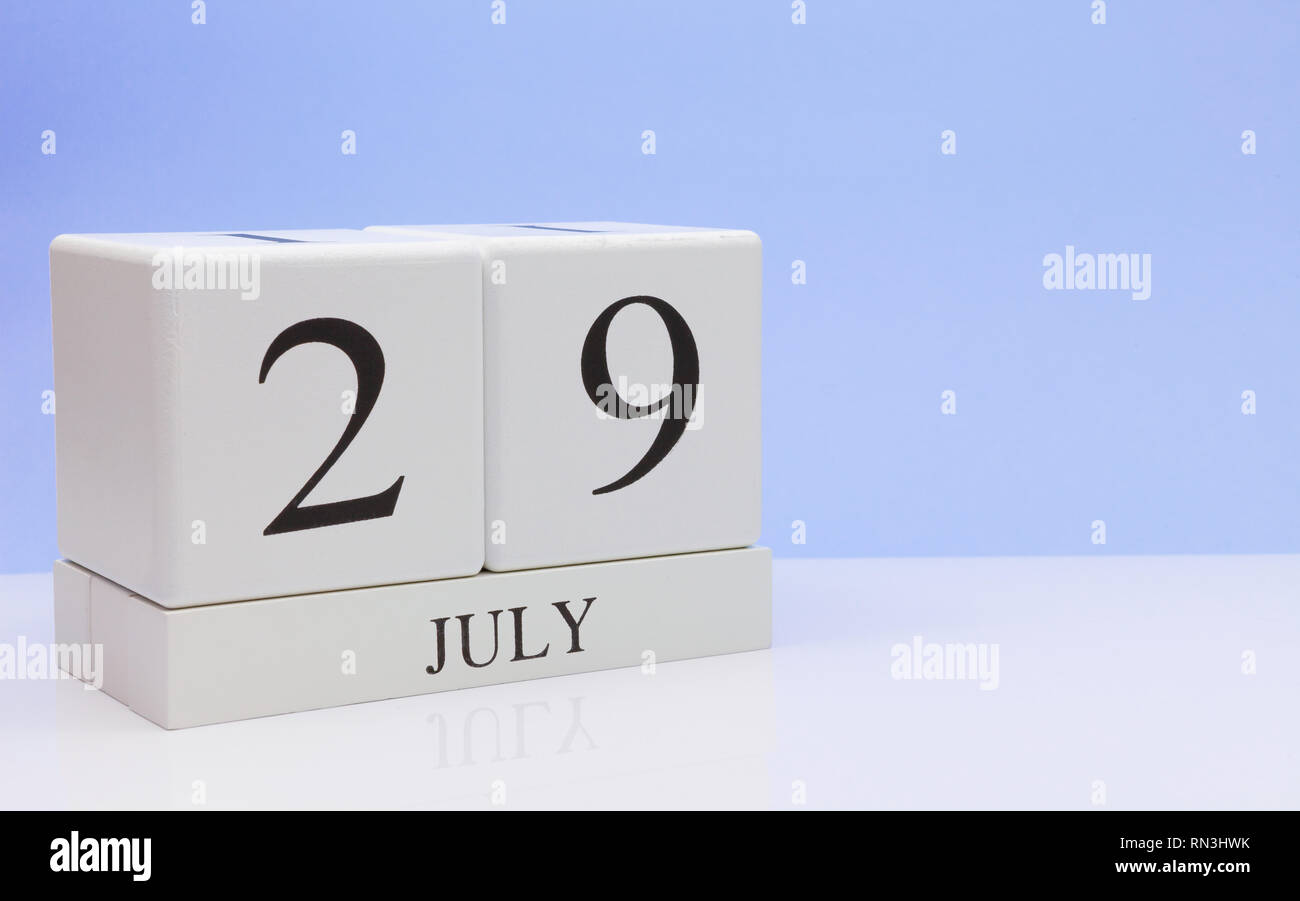 July 29st. Day 29 of month, daily calendar on white table with ...