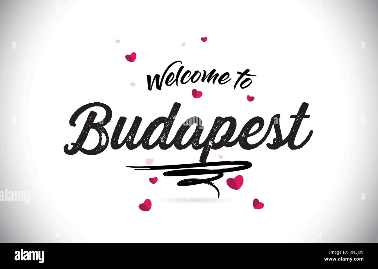 Budapest Welcome To Word Text with Handwritten Font and Pink Heart ...