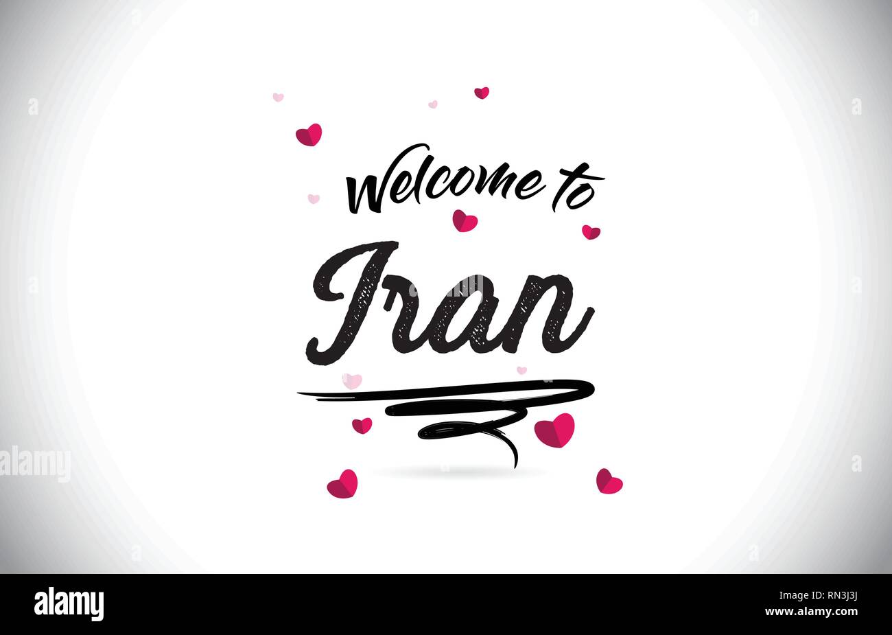 Iran Welcome To Word Text with Handwritten Font and Pink Heart Shape ...